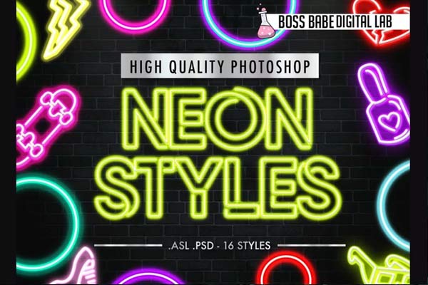 Best Neon Photoshop Styles - 24+ Free & Premium Downloads